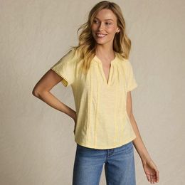 LANDS' END Flammgarn-Shirt mit Tunika-Ausschnitt, Damen,  Gelb, Baumwolle, by Lands' End