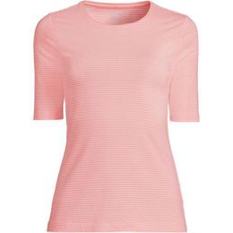 LANDS' END Shirt aus Baumwolle/Modal-Mix mit ellbogenlangen &Auml;rmeln und Rundausschnitt, Damen,  Pink, Baumwolle Modal, by Lands' End