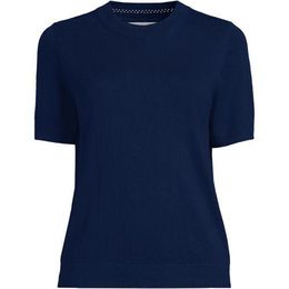 LANDS' END Rundhalspullover aus Baumwolle/Seidenmix, Damen,  Blau, Baumwolle/Seide/Nylon, by Lands' End