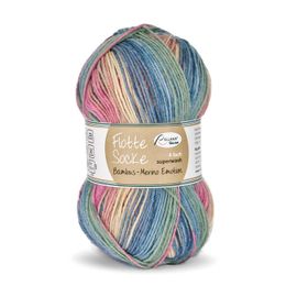 Sockenwolle Flotte Socke Bambus Merino Emotion 6 von Rellana Garne, Altrosa/Beige/Blau/Gr&uuml;n, aus Schurwolle