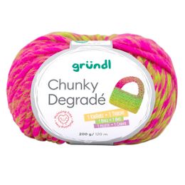 gr&uuml;ndl Chunky Degrad&eacute; von Gr&uuml;ndl, Schwefelgelb/Neonpink/Gr&uuml;ngelb, aus Schurwolle