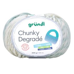gr&uuml;ndl Chunky Degrad&eacute; von Gr&uuml;ndl, Wollwei&szlig;/Ozeanblau/Gletscherblau, aus Schurwolle