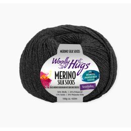 Sockenwolle Merino Silk Socks von Woolly Hugs, Anthrazit, aus Wolle