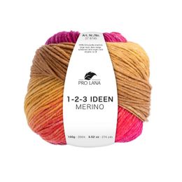 1-2-3 Ideen Merino von Pro Lana, Curry/Pink/Dunkelbraun, aus Schurwolle