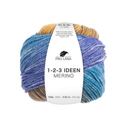 1-2-3 Ideen Merino von Pro Lana, Orange/Senf/Blau, aus Schurwolle