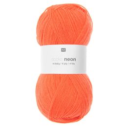 Sockenwolle Socks Neon 4-f&auml;dig von Rico Design, Orange, aus Schurwolle