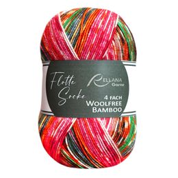 Sockenwolle Flotte Socke 4-fach Woolfree Bamboo von Rellana Garne, Orange/Rot/Gr&uuml;n/Grau, aus Polyacryl
