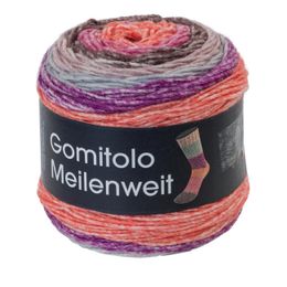 Sockenwolle Gomitolo Meilenweit von Lana Grossa, Fuchsia/Mandarin/Pink/Dunkelbraun/Rosenholz/Hellgrau, aus Schurwolle