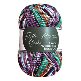 Sockenwolle Flotte Socke 4-fach Woolfree Bamboo von Rellana Garne, Beige/Petrol/Aubergine/Altrosa, aus Polyacryl