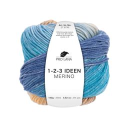 1-2-3 Ideen Merino von Pro Lana, T&uuml;rkis/Blau/Beige, aus Schurwolle