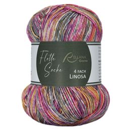 Sockenwolle Flotte Socke 4-fach Linosa von Rellana Garne, Gelb/Gerbera/Flieder/Grau, aus Polyacryl