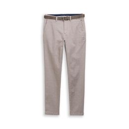 Tom Tailor Herren TTTRAVIS SLIM Chino Hose mit G&uuml;rtel, wei&szlig;, Meliert, Gr. 34/32