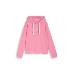 Tom Tailor Denim Damen Hoodie Sweatshirt mit Stickerei, rosa, Uni, Gr. XL