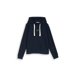 Tom Tailor Denim Damen Hoodie Sweatshirt mit Stickerei, blau, Uni, Gr. XXL