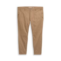 Tom Tailor Herren Plus Size - Tapered Chino Hose, braun, Uni, Gr. 44/34