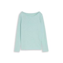 Tom Tailor Damen Basic Langarmshirt aus Baumwolle, blau, Uni, Gr. XL