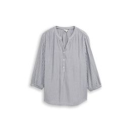 Tom Tailor Damen Plus Size - Bluse mit Streifenmuster, blau, Gestreift, Gr. 48