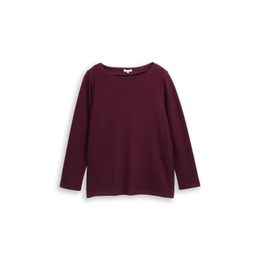 Tom Tailor Damen Plus Size - Soft-Touch Sweatshirt mit Knopfdetails, rot, Meliert, Gr. 48