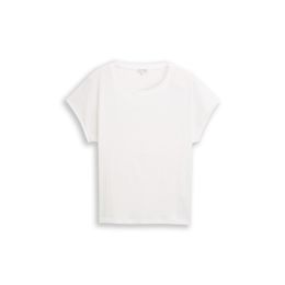 Tom Tailor Damen T-Shirt im Material-Mix, wei&szlig;, Uni, Gr. XXXL