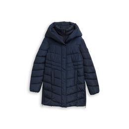 Tom Tailor Damen Puffer-Mantel im 2-in-1-Look, blau, Uni, Gr. XS