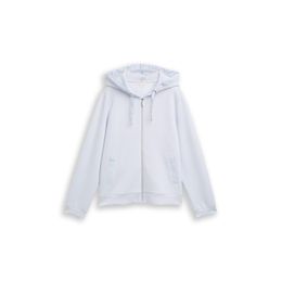 Tom Tailor Damen Hoodie Sweatjacke aus Scuba, blau, Uni, Gr. M