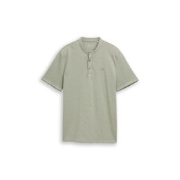 Tom Tailor Denim Herren Piqu&eacute; Poloshirt mit Stehkragen, gr&uuml;n, Meliert, Gr. XXL