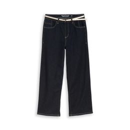 Tom Tailor Damen TTNELMA CULOTTE Stretch Jeans mit G&uuml;rtel, blau, Uni, Gr. 30/28