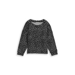Tom Tailor Denim Damen Sweatshirt mit 7/8-Arm, grau, Animalprint, Gr. XL