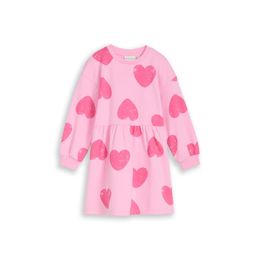 Tom Tailor M&auml;dchen Mini-Kleid mit Herz-Muster, rosa, Gemustert, Gr. 116/122