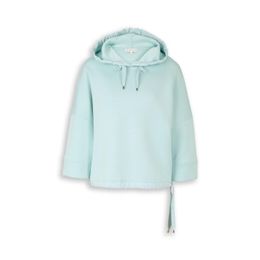 Tom Tailor Damen Hoodie Sweatshirt aus Scuba, blau, Uni, Gr. XXL
