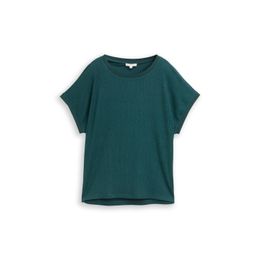 Tom Tailor Damen T-Shirt im Material-Mix, gr&uuml;n, Uni, Gr. XXL