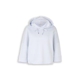 Tom Tailor Damen Hoodie Sweatshirt aus Scuba, blau, Uni, Gr. XL