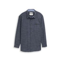 Tom Tailor Herren Plus Size - Regular Fit Hemd mit Turn-Up-Funktion, blau, Uni, Gr. 2XL