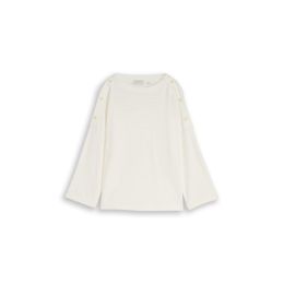 Tom Tailor Damen Langarmshirt mit Knopf-Details, wei&szlig;, Uni, Gr. XL
