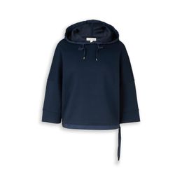 Tom Tailor Damen Hoodie Sweatshirt aus Scuba, blau, Uni, Gr. XXL