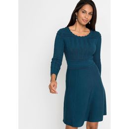 bonprix Strickkleid mit Ajourmuster, petrol