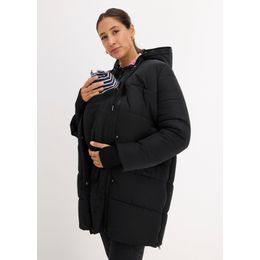 bonprix 3-in-1 Umstandsmantel mit Trageeinsatz, schwarz, Gr.36, Mittelwarme gef&uuml;tterter Steppmantel f&uuml;r die Schwangerschaft und danach, aus BIONIC-FINISH&reg; ECO