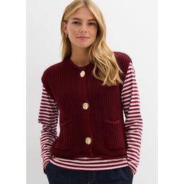 bonprix Strick-Weste mit Taschen, rot, Gr.52/54 (XXL), L&auml;ssige Weste aus Strick, 50% Baumwolle