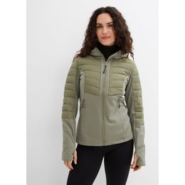 bonprix Wasserabweisende Hybridjacke mit Softshell- und Steppeins&auml;tzen, gr&uuml;n