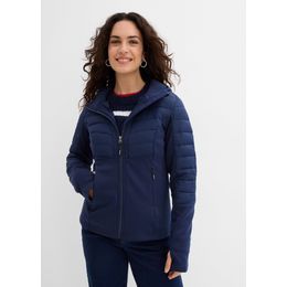 bonprix Wasserabweisende Hybridjacke mit Softshell- und Steppeins&auml;tzen, blau, Gr.44, Steppjacke aus verschiedenen Materialien