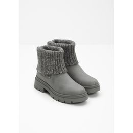 bonprix Chelsea-Boots mit Strickeinsatz, grau, Gr.40, Kuscheliger Boot f&uuml;r den Winter, aus Vegan