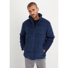bonprix Cord-Steppjacke mit abnehmbarer Kapuze, blau, Cord