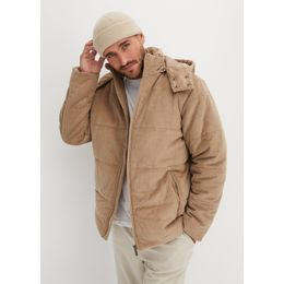 bonprix Cord-Steppjacke mit abnehmbarer Kapuze, beige, Cord