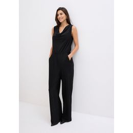 bonprix Jumpsuit mit Glitzerelementen, schwarz, Gr.56/58 (3XL), edler Jumpsuit mit Glitzerelementen
