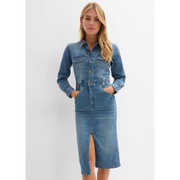 bonprix Jeanskleid mit Bio-Baumwolle, blau, Gr.42, Jeanskleid mit Bio-Baumwolle, 82% Baumwolle (organic)