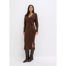 bonprix Strickkleid aus flie&szlig;endem Viskose-Mix, braun
