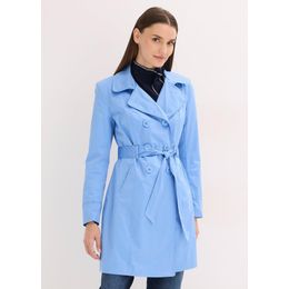 bonprix Trenchcoat aus Baumwolle, blau, Gr.38, Charmanter Trenchcoat mit doppelreihiger Knopfleiste und Bindeg&uuml;rtel., 97% Baumwolle