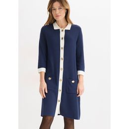bonprix Strickkleid, blau, Gr.40/42 (M), modisches Strickkleid mit dekorativen Kn&ouml;pfen