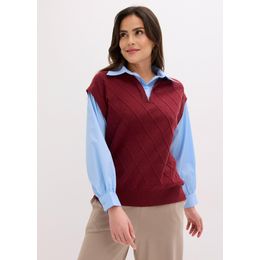 bonprix Pullunder mit Bluseneinsatz und Baumwollanteil, rot, Gr.48/50 (XL), moderner Pullunder mit Bluseneinsatz, 53% Baumwolle