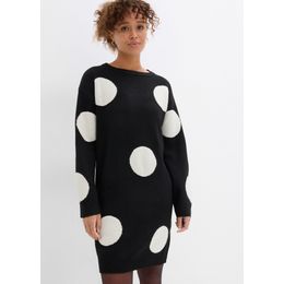 bonprix Oversize Strickkleid mit Punkten, schwarz, Gr.36/38 (S), Modisches Oversize-Strickkleid mit Punkten